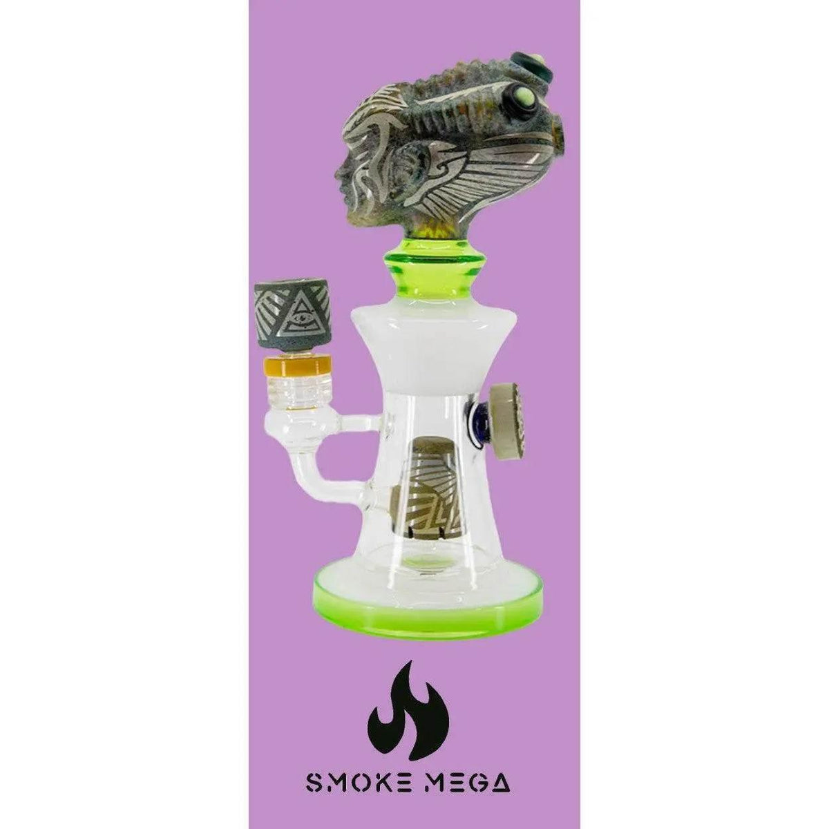 Deep Sandblasted Alien Head Dab Rig - SmokeMEGA