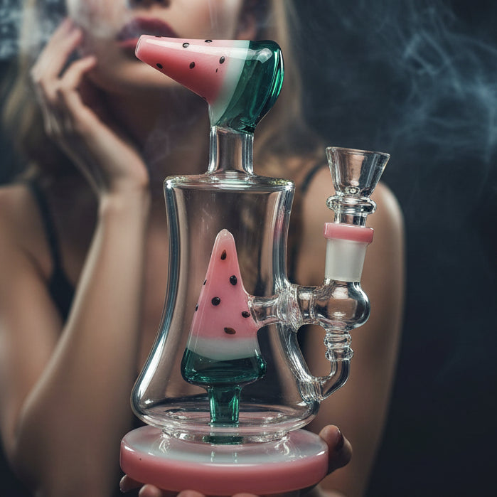7" Double Pyramid Watermelon Perc Bong