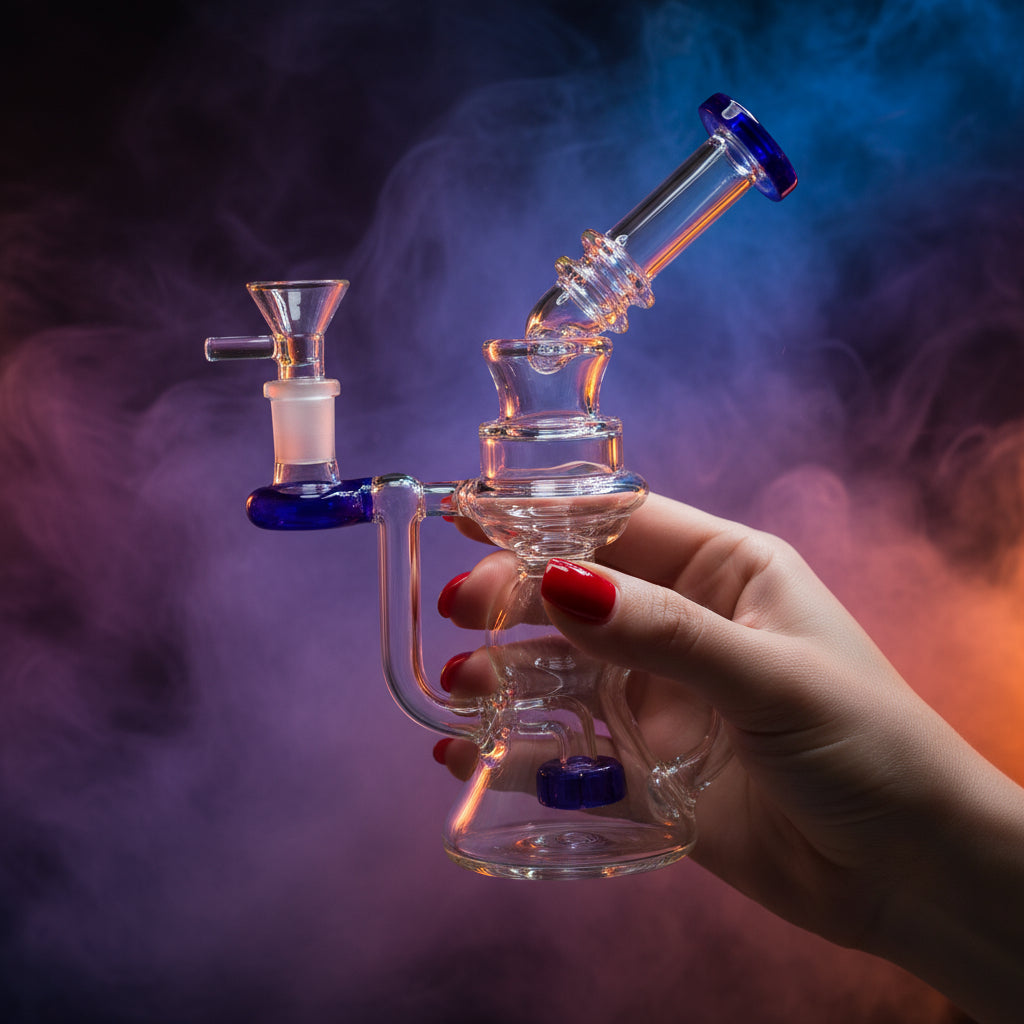 Unique Glass Art Dab Rig - Side Carve Style