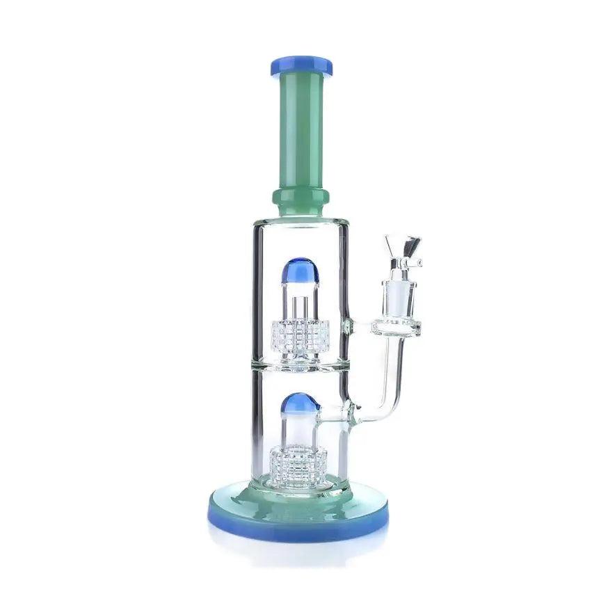 Water Bong-12"Double Chambered Double Bullet Perc Water Bong – SmokeMEGA